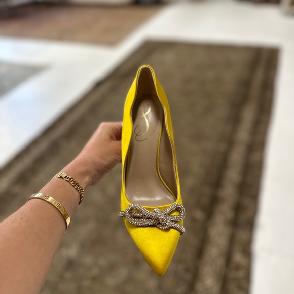 Sam Edelman | Shoes | Sam Edelman Yellow Satin Pumps | Poshmark